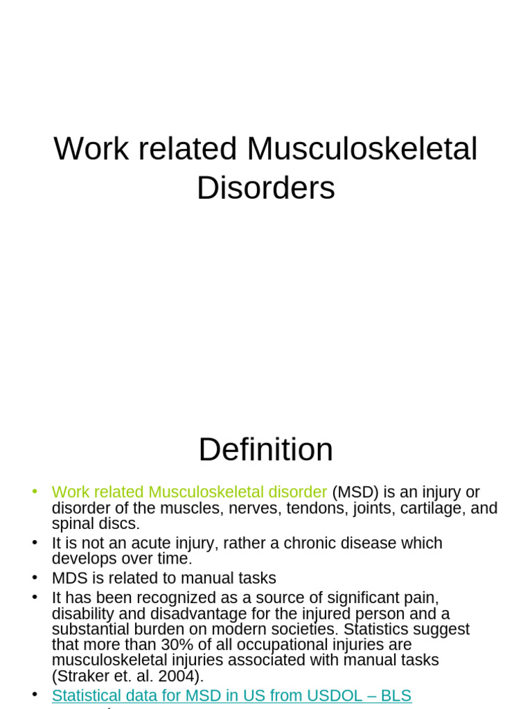 Work related MSD | PDF | Diseases And Disorders | Clinical Medicine