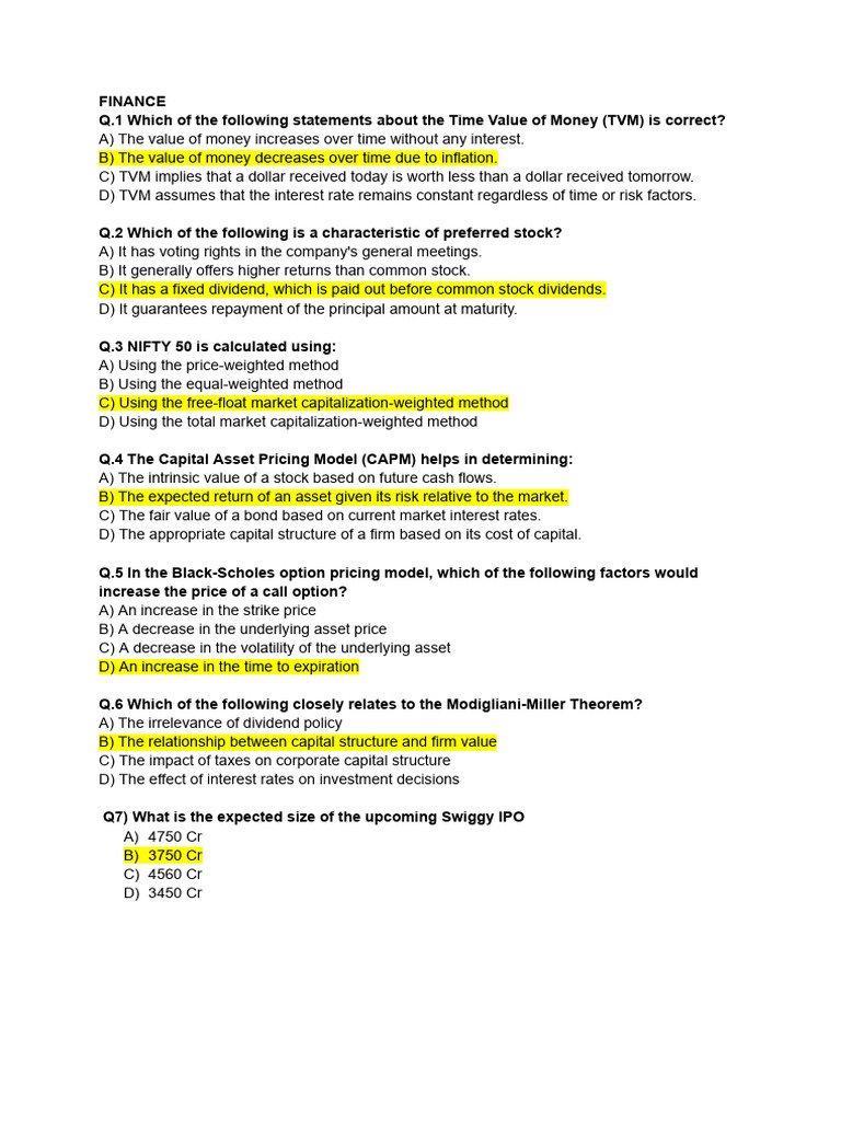 Under the Gavel - Round 1 quiz questions | PDF | Option (Finance ...
