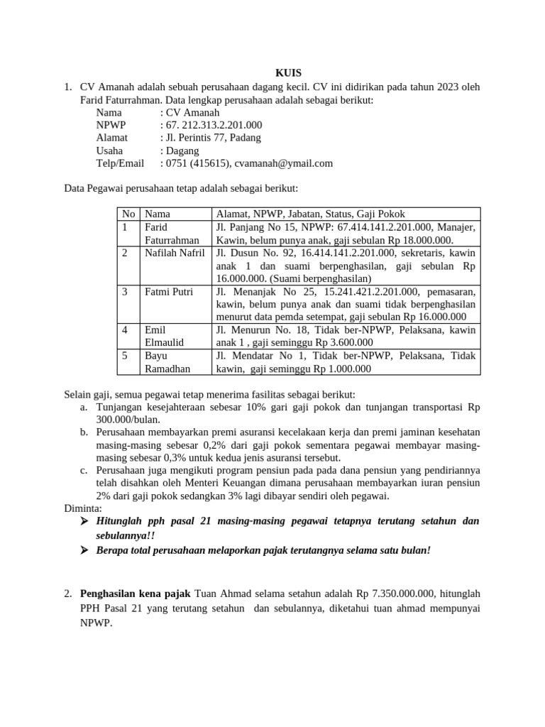 KUIZ PJK 1 New | PDF