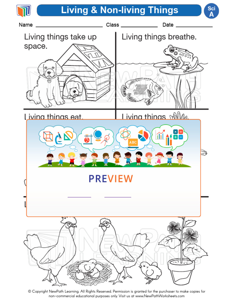 Activity Lesson Science Grade 1 Living and Nonliving Things Living Non ...