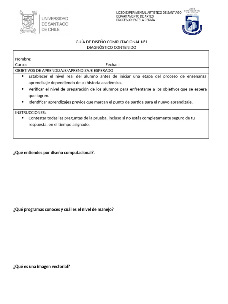 Guía Diagnóstico D. Computacional Alumnos | PDF | Diseño de página | Visión