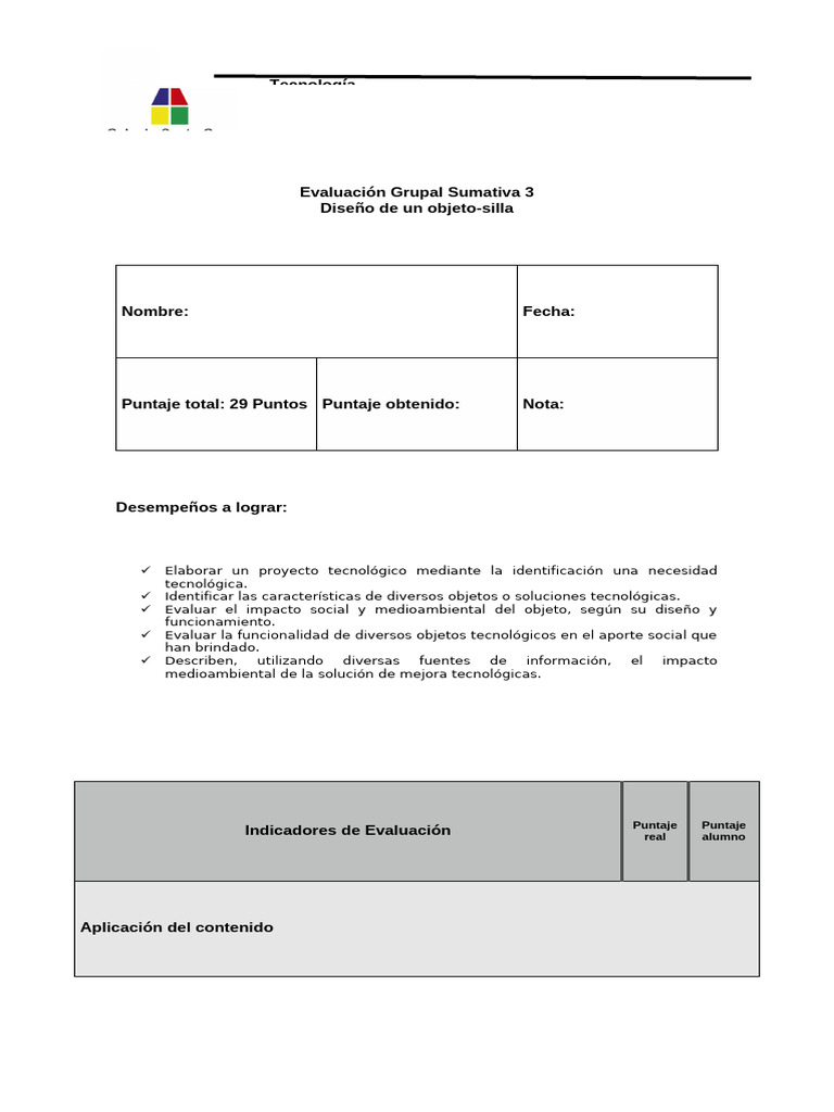 Ev7 Tecn Objeto Periodico 7 | PDF | Evaluación | Diseño