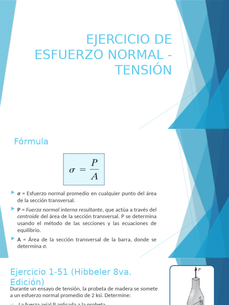Ejercicio de Esfuerzo Normal - Tensión | PDF | Estrés (Mecánica) | Esfuerzo cortante