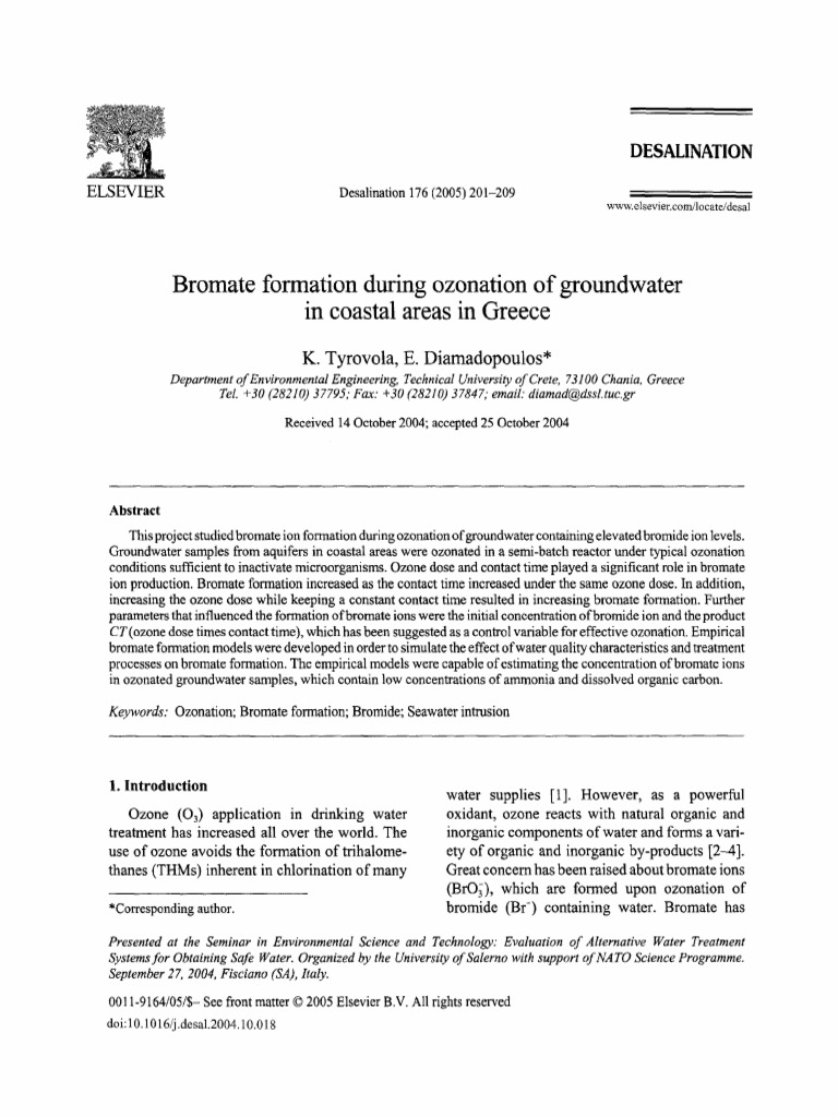 Bromate Formation During Ozonation of Groundwater | PDF | Ozone | Water