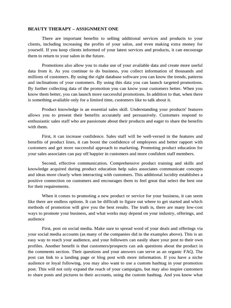 Assignment Beauty Therapy | PDF | Digital Marketing | Occupational ...