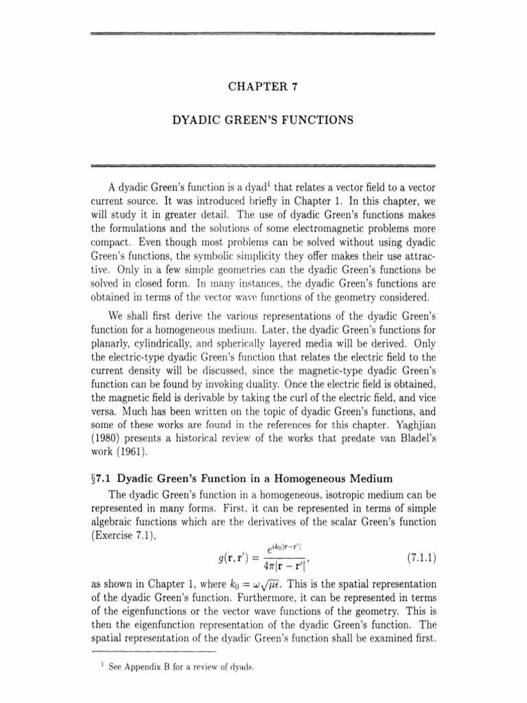 Dyadic Greens Functions | PDF | Eigenvalues And Eigenvectors | Green's Function