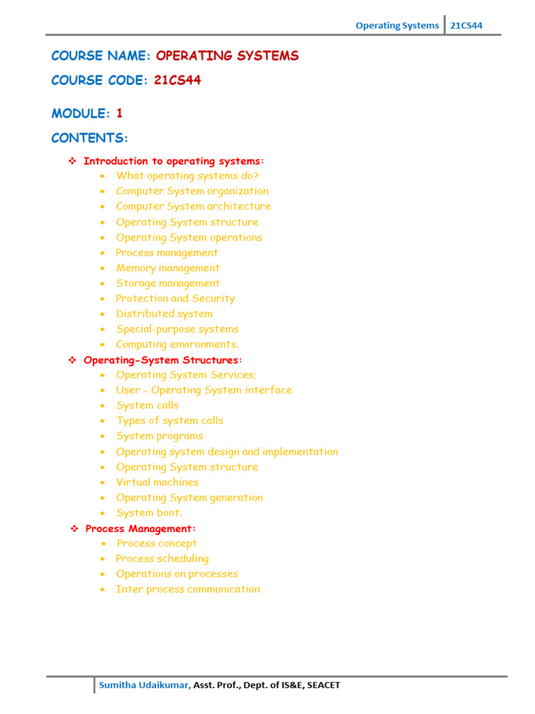 21cs44 Os Module1 | PDF | Operating System | Computer Data Storage