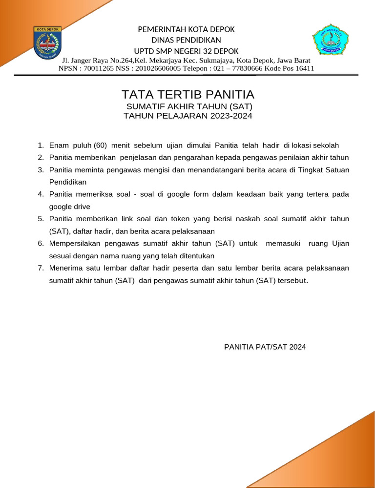 Tata Tertib Panitia 2024 | PDF