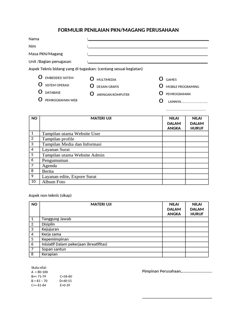 Formulir Penilaian PKN Fix | PDF | Komputer
