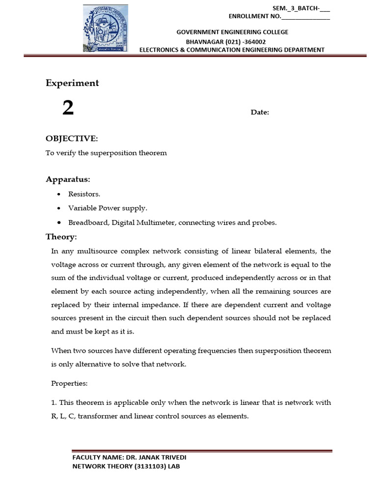 Experiment 2 | PDF | Electrical Network | Resistor