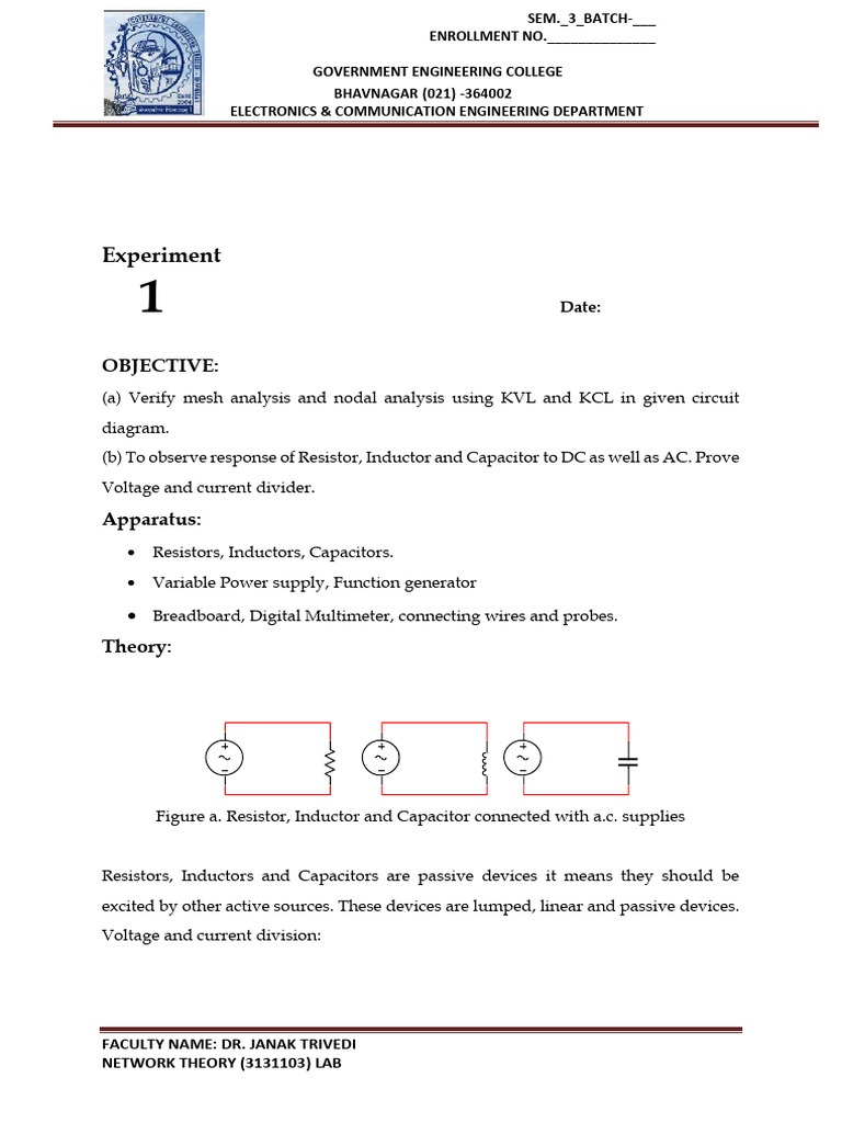 Experiment 1.0 | PDF | Electrical Network | Resistor