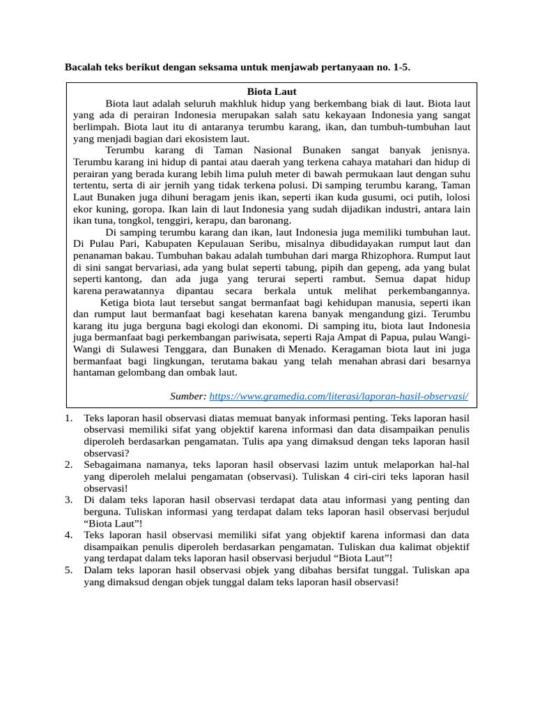 Soal Bindo STS Ganjil - Pak Teguh | PDF