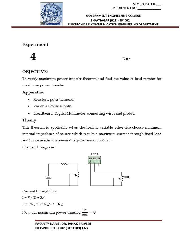 Experiment 4 | PDF | Resistor | Electrical Engineering