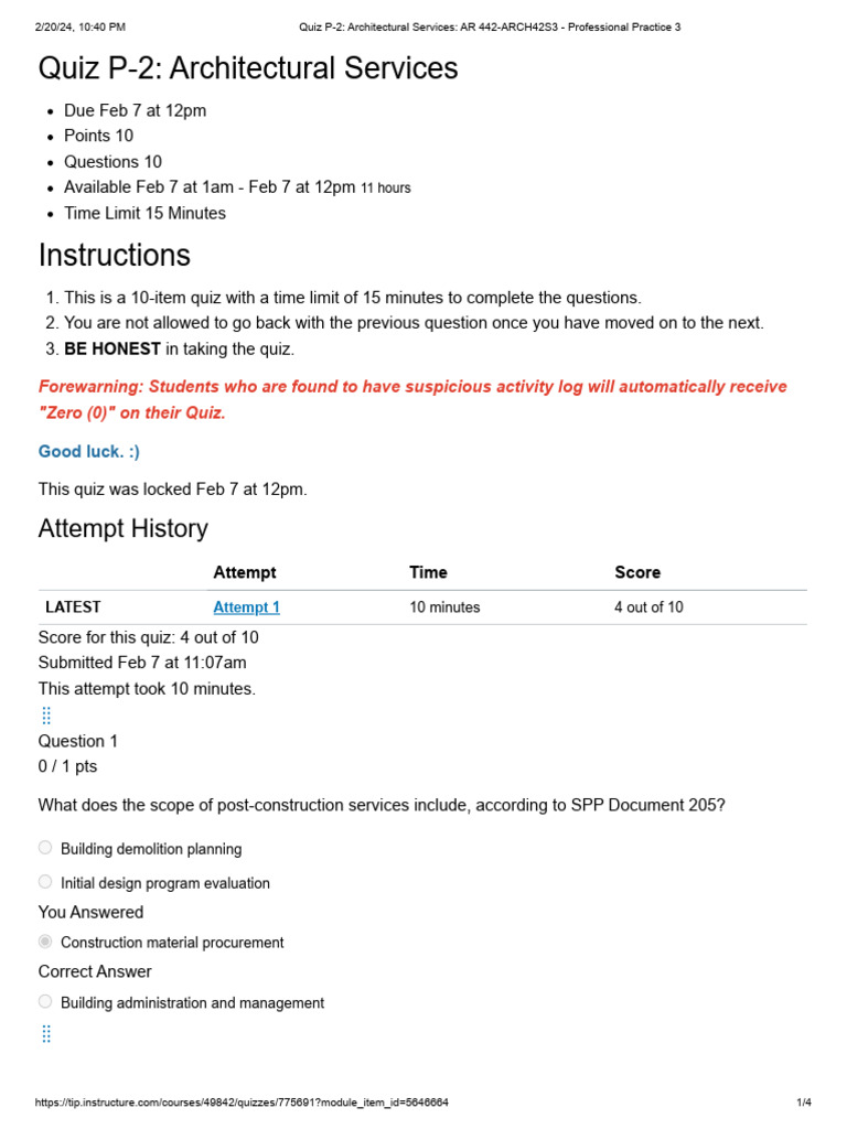 Architectural Services Quiz Overview | PDF | Environmental Impact ...
