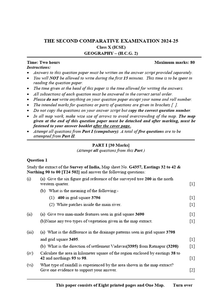 Class X Geography Exam Guidelines | PDF | Water | Forests