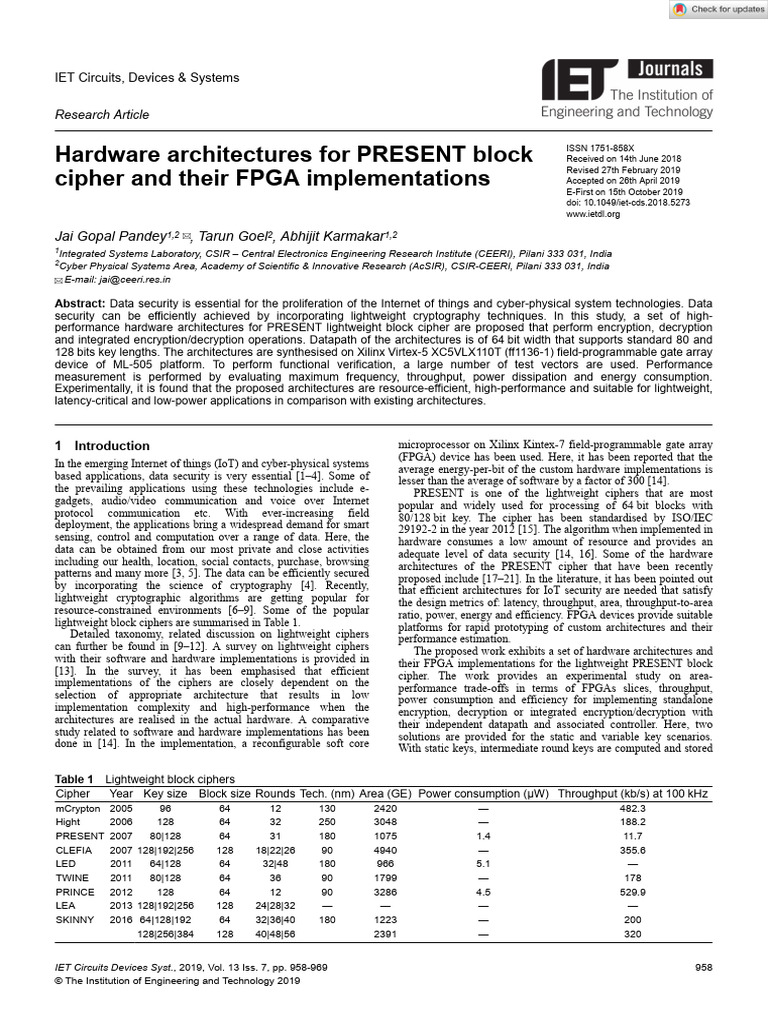IET Circuits Devices Syst - 2019 - Pandey - Hardware Architectures For ...