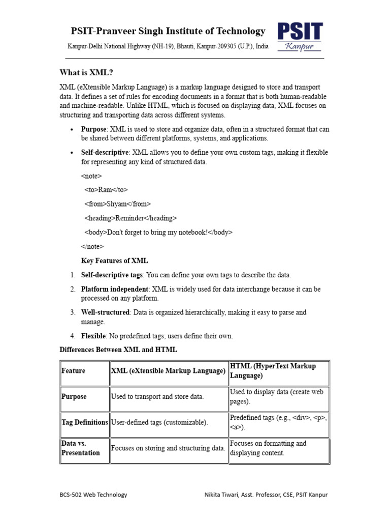 unit 1 | PDF | Xml Schema | Xml