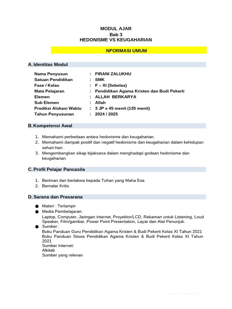 Bab 3 Hedonisme Vs Keugaharian FIRA (Ok) | PDF | Karier & Perkembangan
