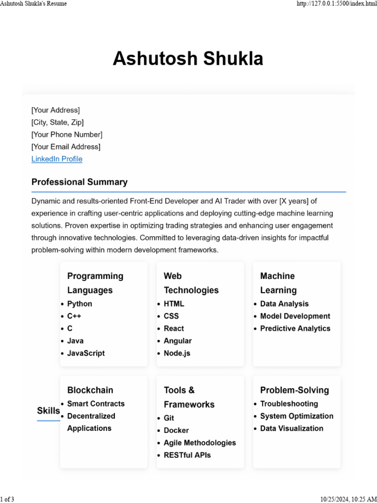 resume shukla | PDF
