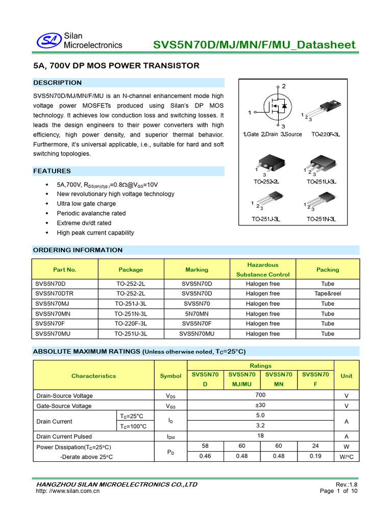 datasheet (3) | PDF | Field Effect Transistor | Mosfet