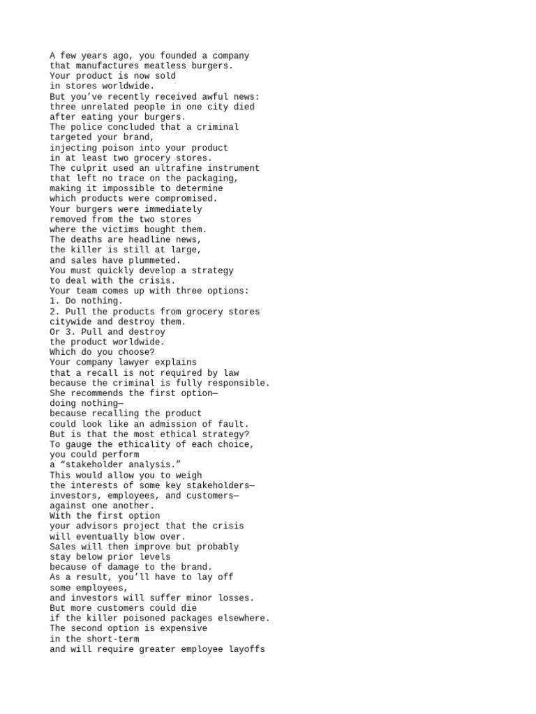 Ethical Dilemma The Burger Murders - George Siedel and Christine Ladwig ...