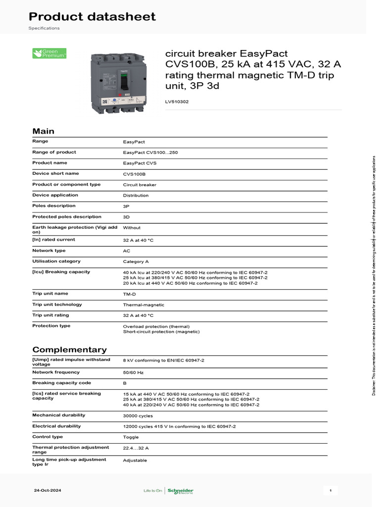 Schneider Electric - EasyPact-CVS - LV510302 | PDF | Alternating ...