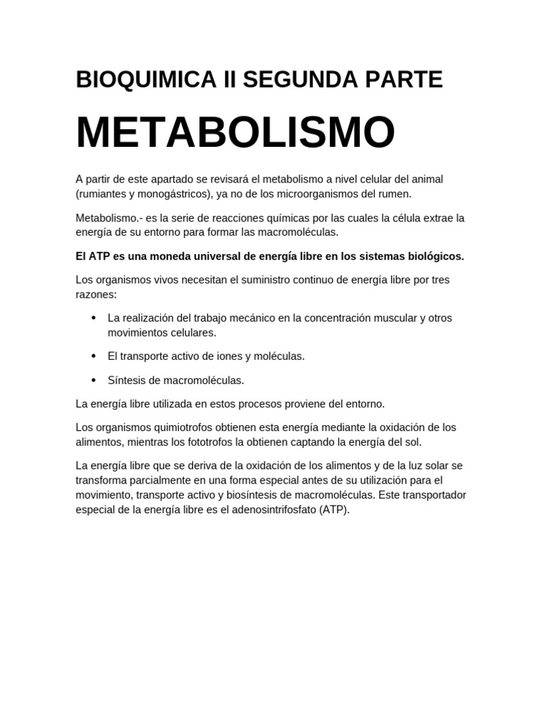 Metabolismo Animal Parte 2 | PDF | Trifosfato de adenosina | Dieta y nutrición