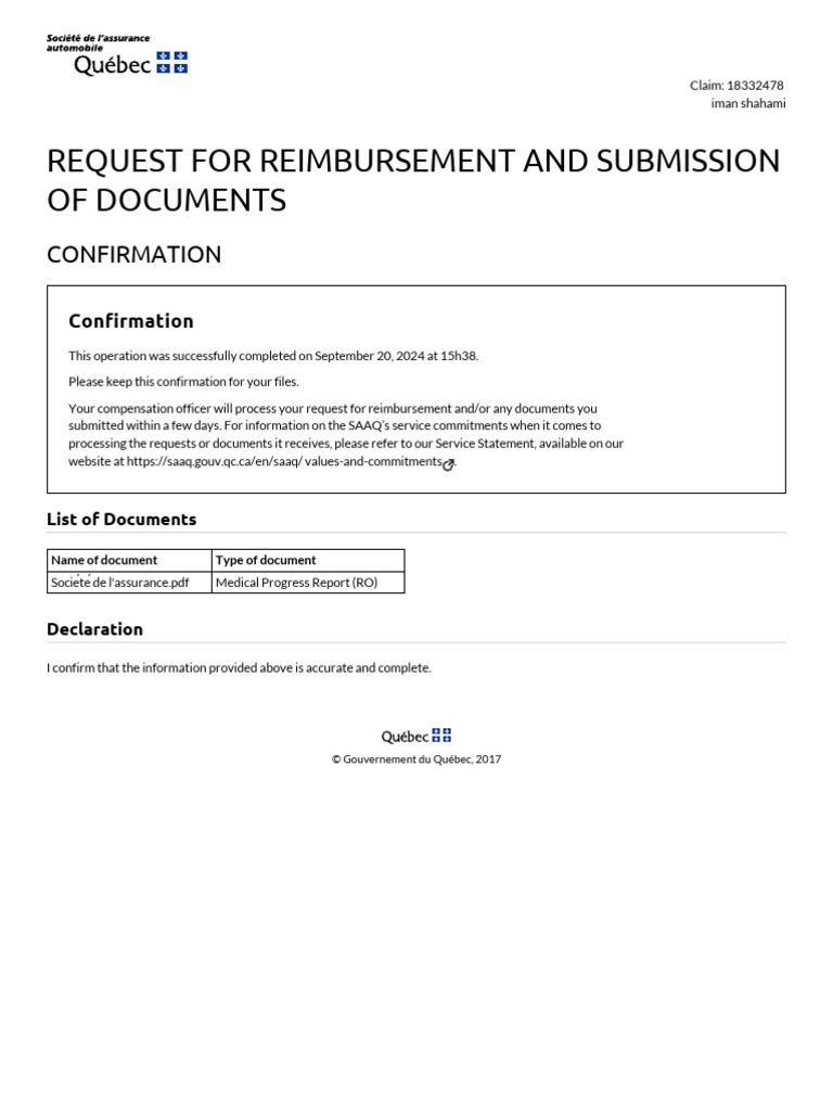 Reimbursement Request Confirmation | PDF | Business | Finance & Money ...