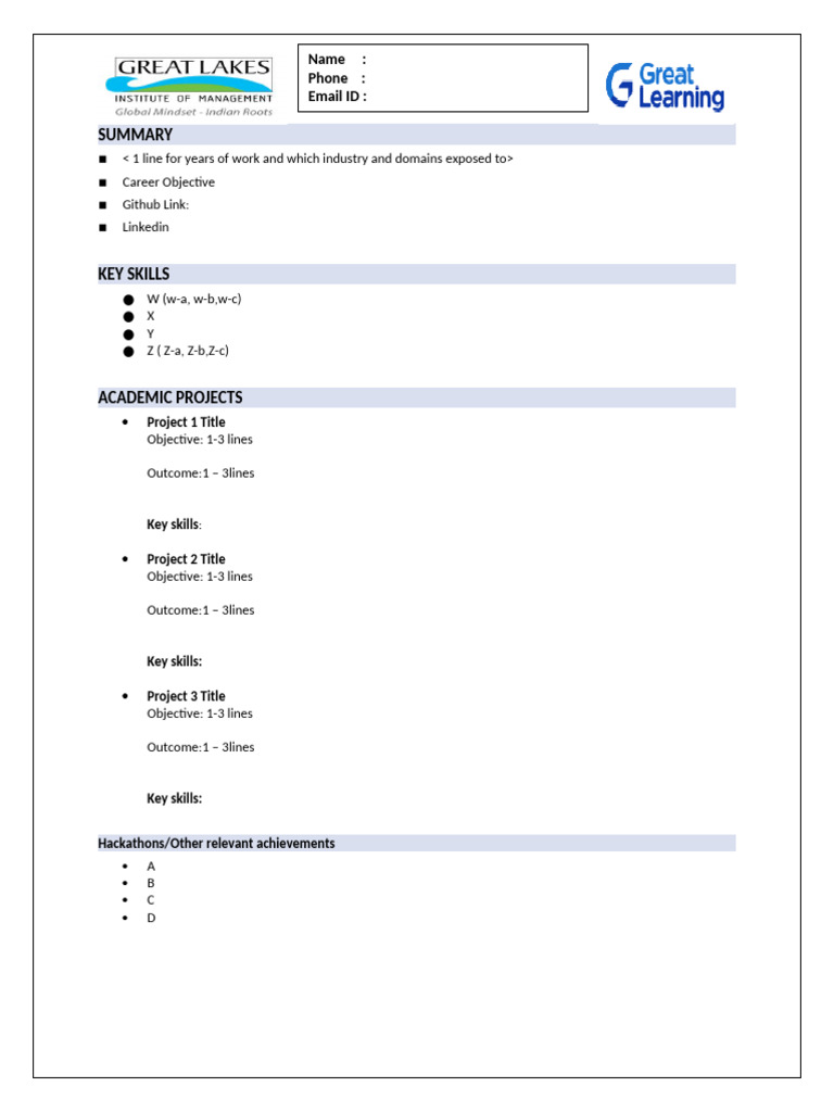 New DSE GL Resume Template-4 | PDF