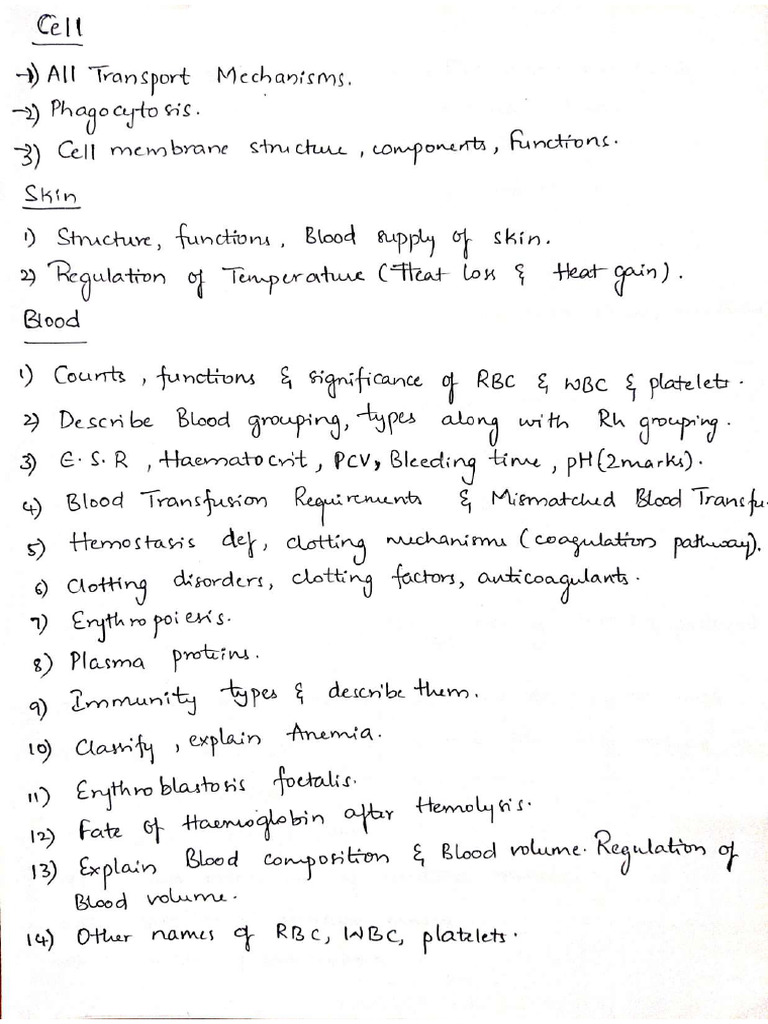 Physio Imp Questions | PDF