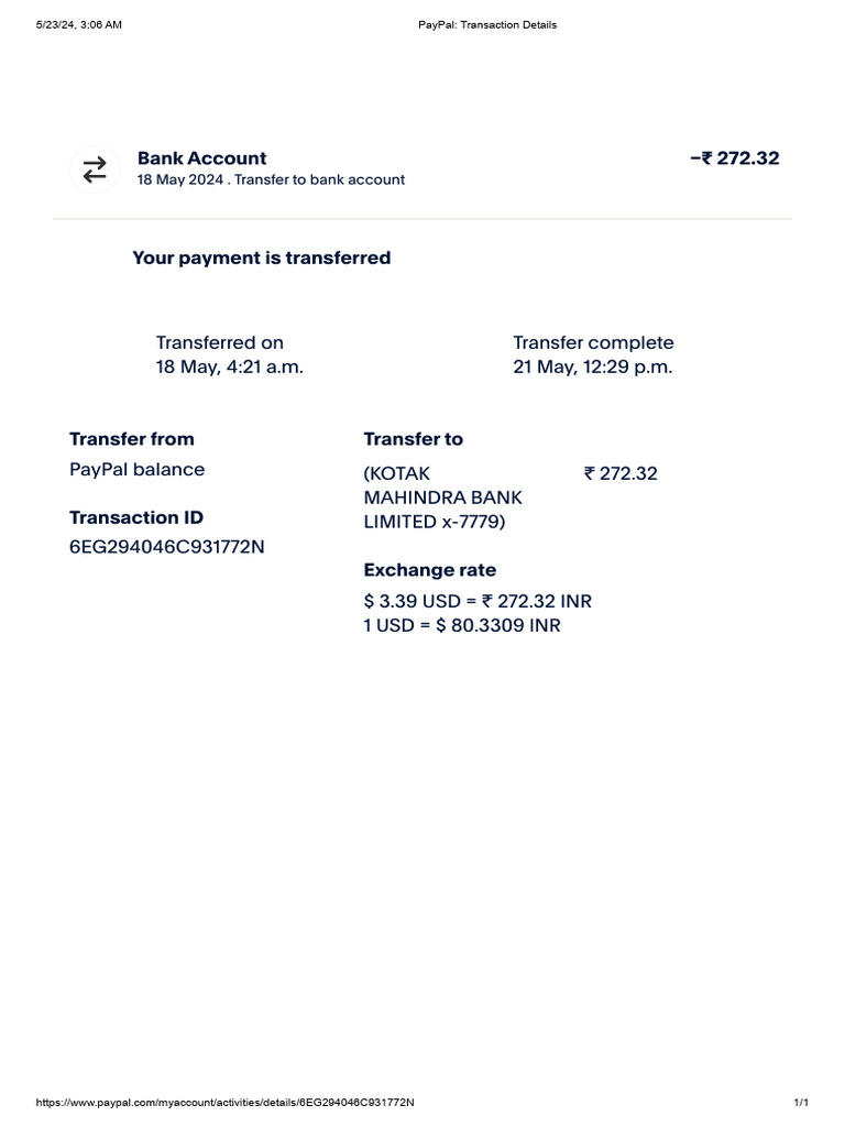 PayPal - Transaction Detailsbank | PDF