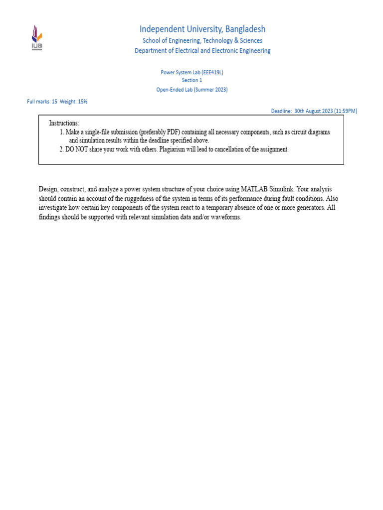 EEE419L Open Ended Lab | PDF