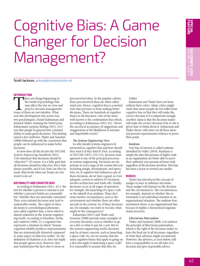 Cognitive Bias in Decision Management | PDF | Decision Making ...