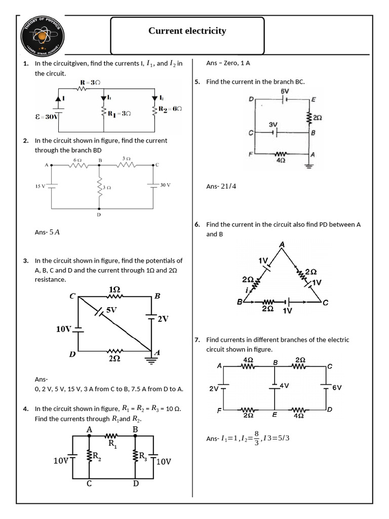 current electricity | PDF | Voltage | Electrical Network
