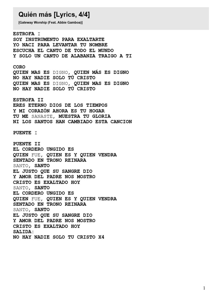 Quién Más Es Digno - Letra | PDF | Arte