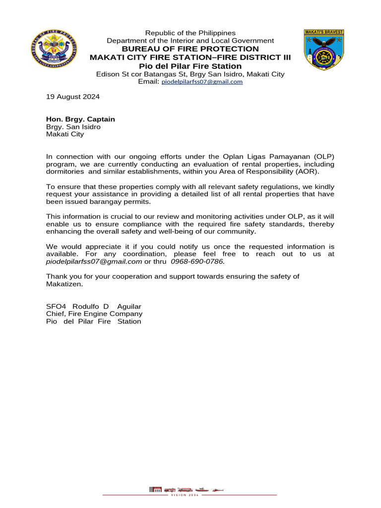 letter brgy captain(OLP) | PDF