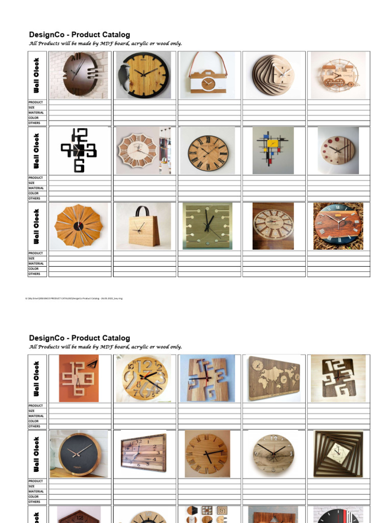 DesignCo Wall Clock Catalog | PDF
