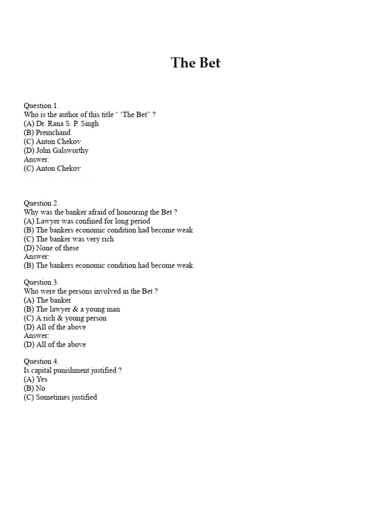 The bet | PDF | Punishments | Common Law