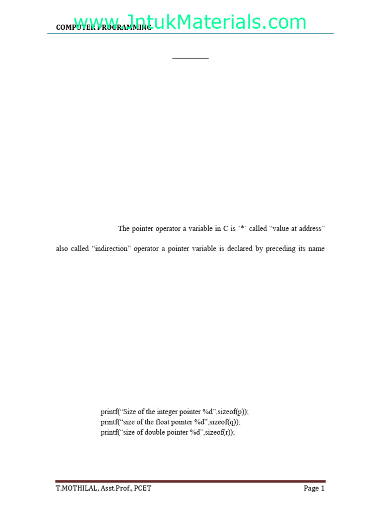 Cp Unit 6 Pdf Pointer Computer Programming Integer Computer Science