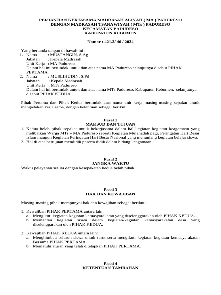 Mou Sister School | PDF | Hukum