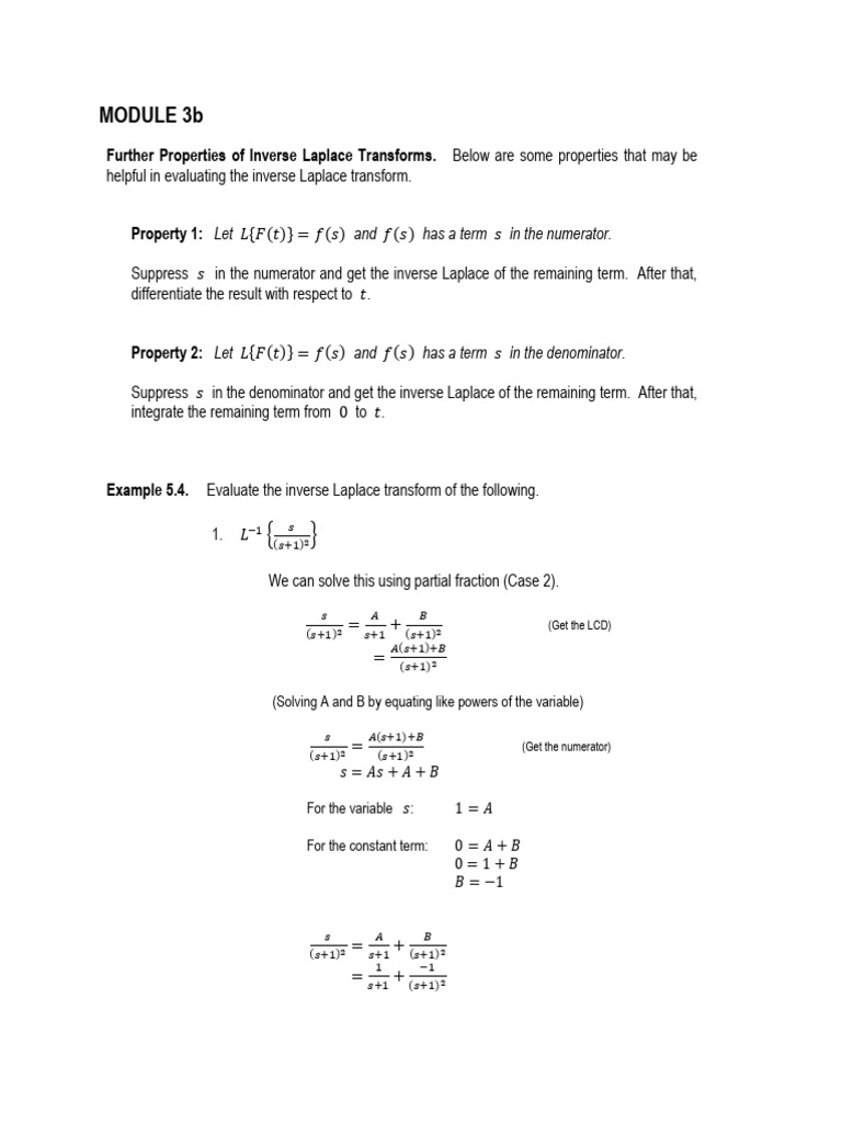 Module 3b | PDF | Laplace Transform | Differential Calculus