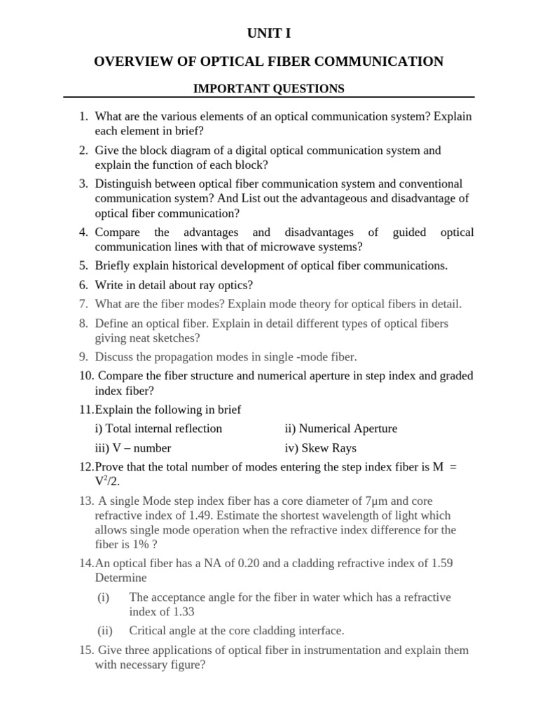 fibre optical communications Unit-1 | PDF