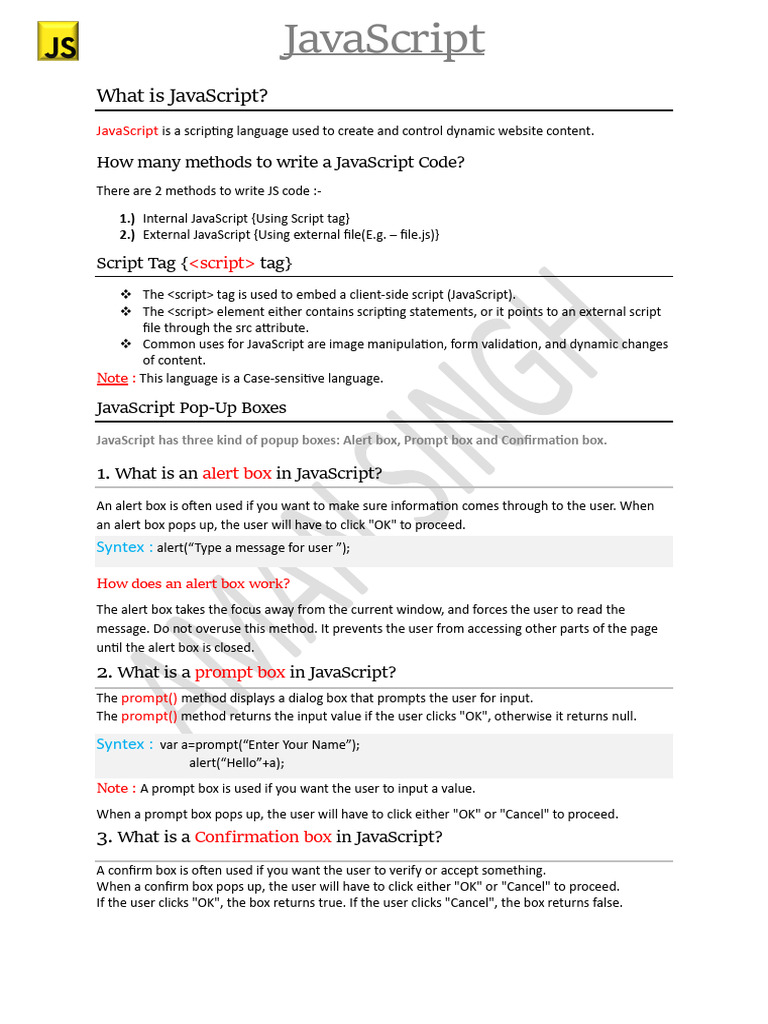 JavaScript NOTES | PDF | Java Script | Web Development JavaScript NOTES | PDF | Java Script | Web Development