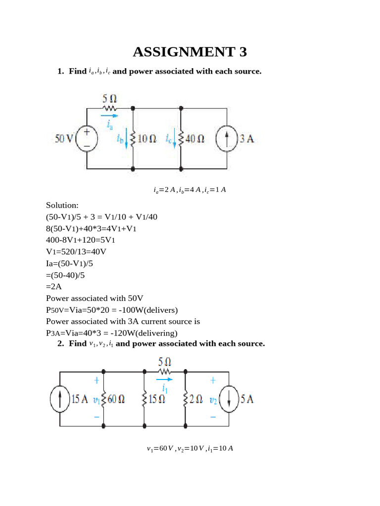Assignment 3 Updated | PDF | Electrical Network | Voltage