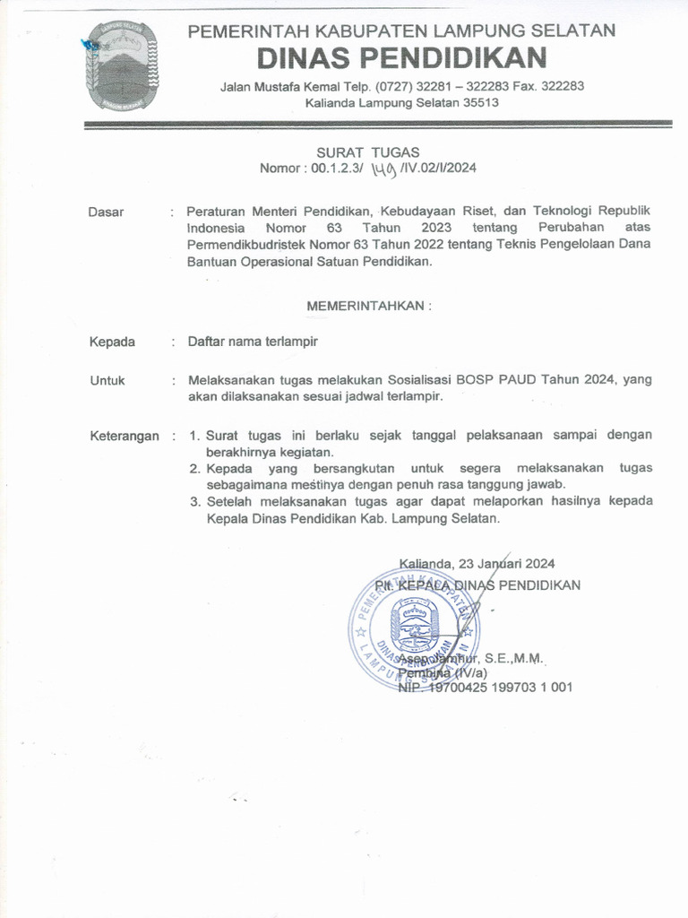 SPT Sos Bosp Paud 2024 | PDF