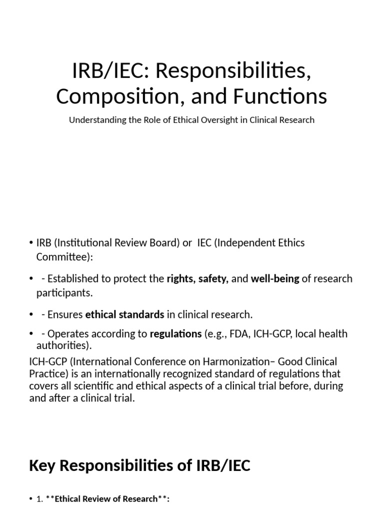 Functions of IRB/IEC | PDF | Institutional Review Board | Clinical Trial