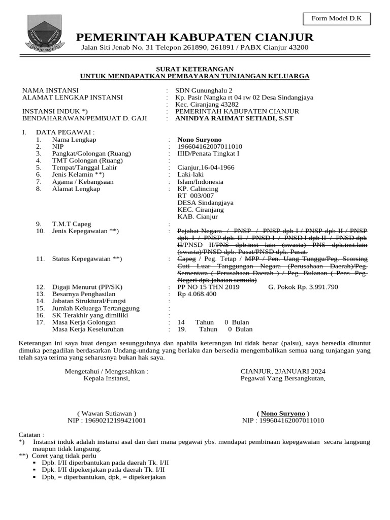 BLANKO KP 4 Pak Nono Suryono | PDF