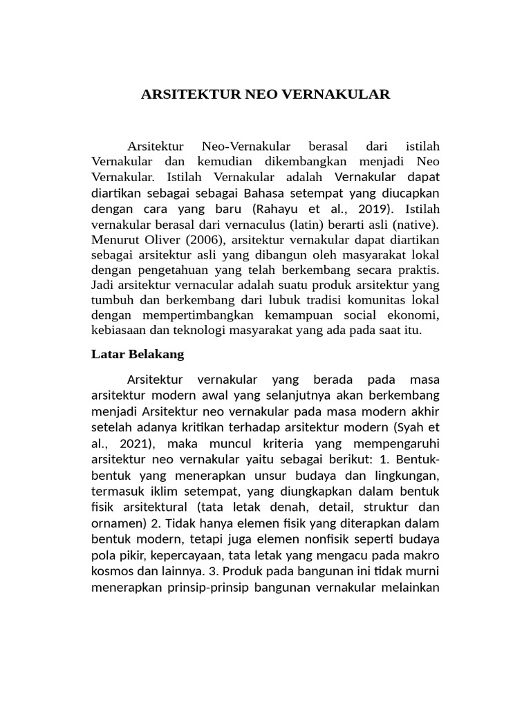Arsitektur Neo-Vernakular | PDF