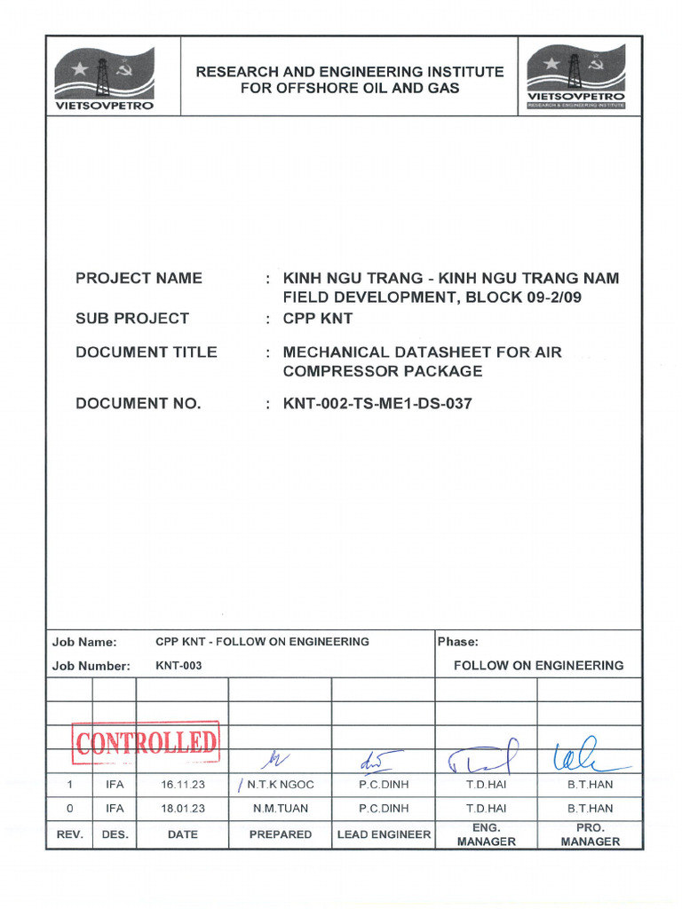 KNT-002-TS-ME1-DS-037 - 1 - Mechanical Datasheet For Air Compressor Package | PDF | Mechanical ...