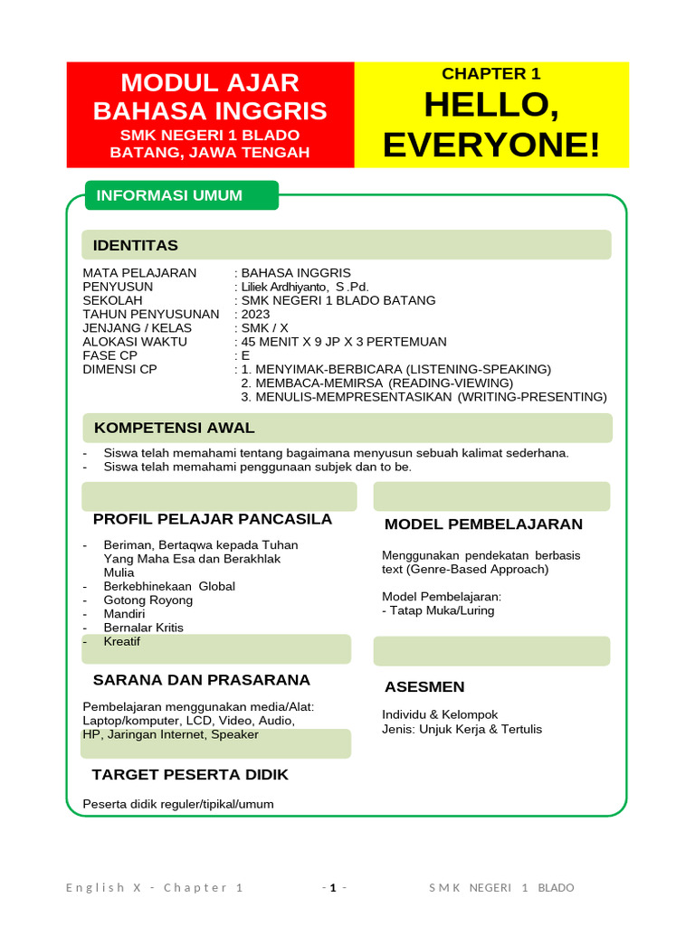 X-MODUL 1 Introduction FIX | PDF | Seni & Disiplin Bahasa | Kajian Bahasa Asing